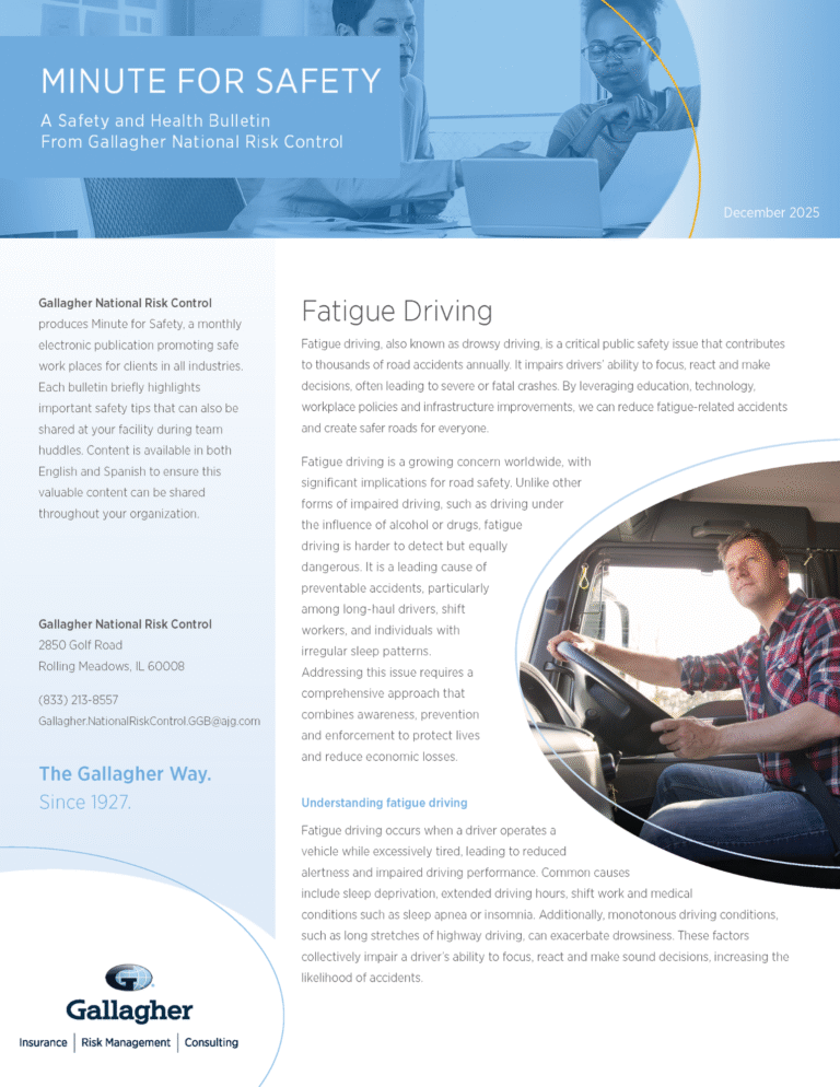 Minute For Safety - Fatigue Driving: A Serious Safety Risk for Workers ...